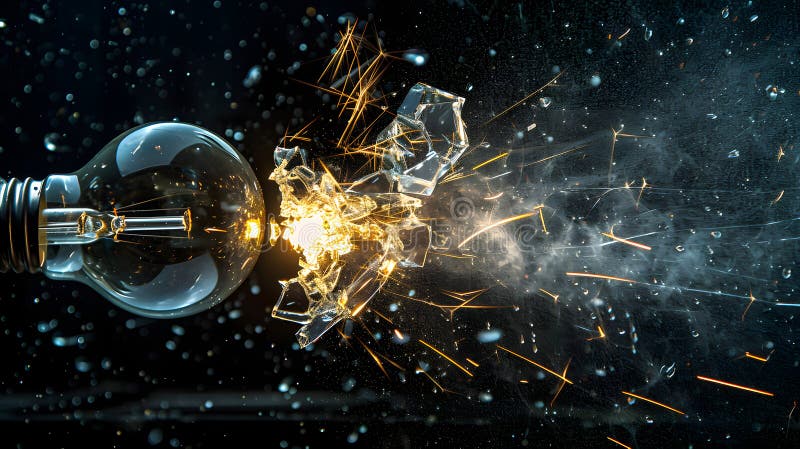 Exploding Light Bulb Captured in Motion Representing Innovation ...