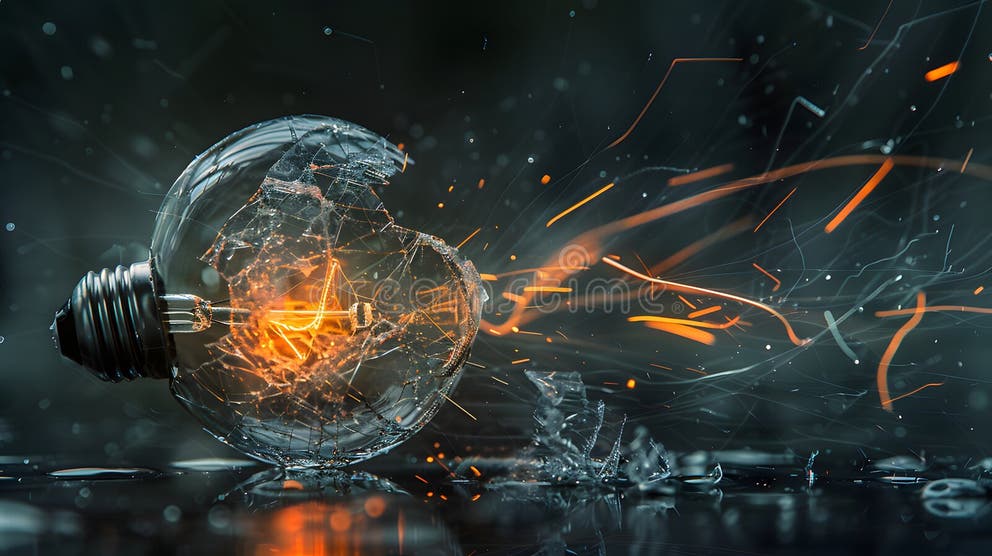 Exploding Light Bulb Captured in Motion Representing Innovation ...