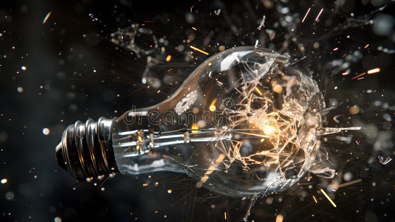 Exploding Light Bulb Captured in Motion Representing Innovation ...