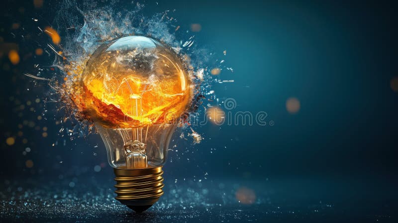 Exploding Light Bulb with Fiery Explosion and Sparks Stock Image ... Exploding Light Bulb with Fiery Explosion and Sparks Stock Image ...
