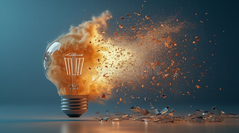 Exploding Light Bulb with Fiery Shards Stock Illustration ...
