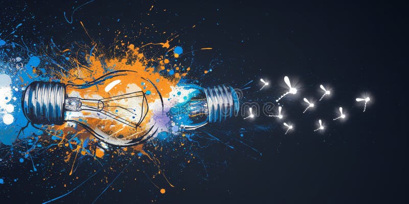 Exploding Light Bulb Sparking Creative Ideas Stock Illustration ...