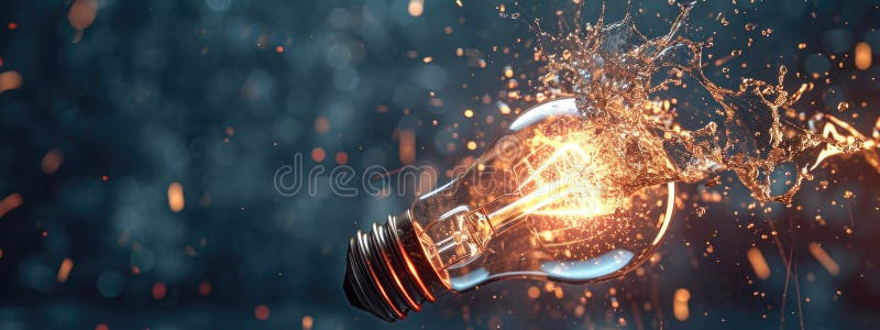 Exploding Light Bulb with Sparks and Fragments Flying in Dark Room ...