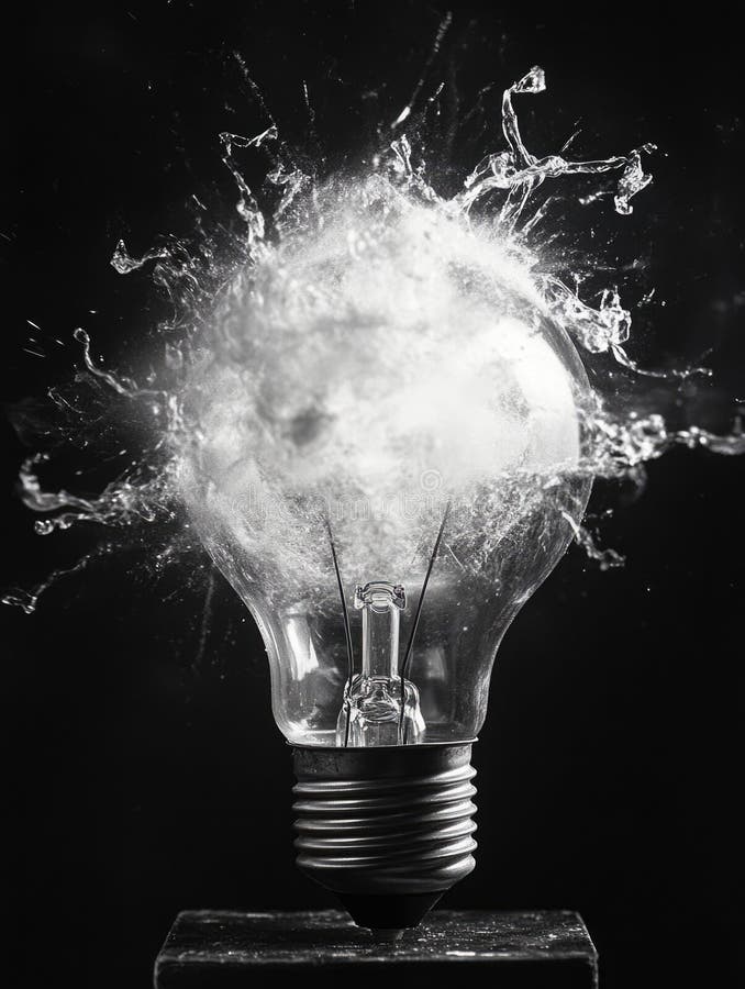Exploding Light Bulb stock photo. Image of energy, water - 364184428