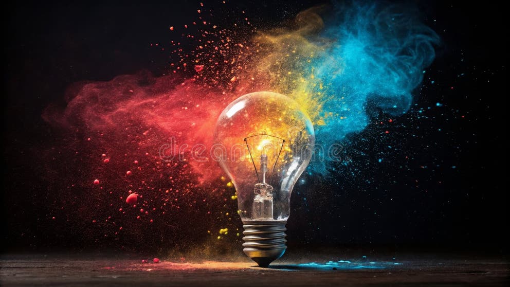 Exploding Lightbulb Colorful Composition Stock Illustration ...