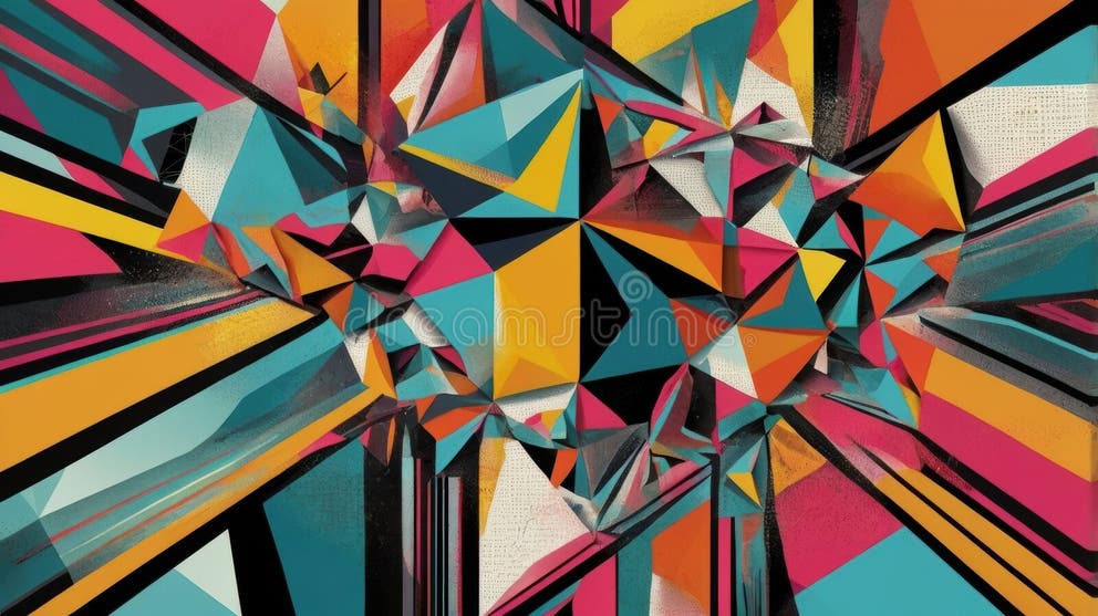 Exploding Lines Geometric Art Piece Stock Illustration - Illustration ...