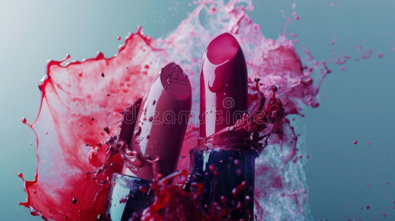 Exploding Lipstick Shades in Dynamic Splash Stock Illustration ...