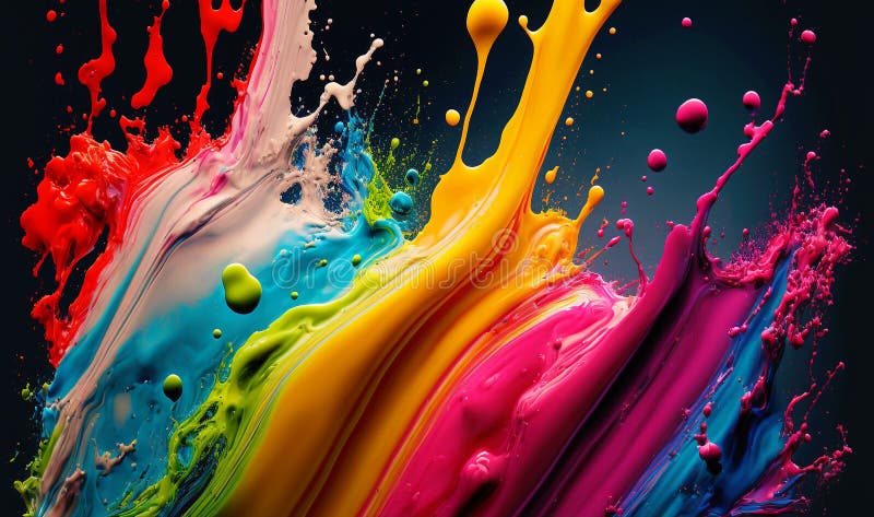 Exploding Liquid Paint in Rainbow Colors with Splashes. Generative Ai ...