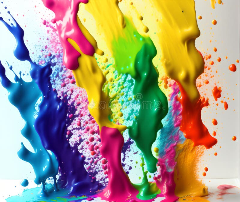 Exploding Liquid Paint Splashes, Generative AI Illustration Stock ...