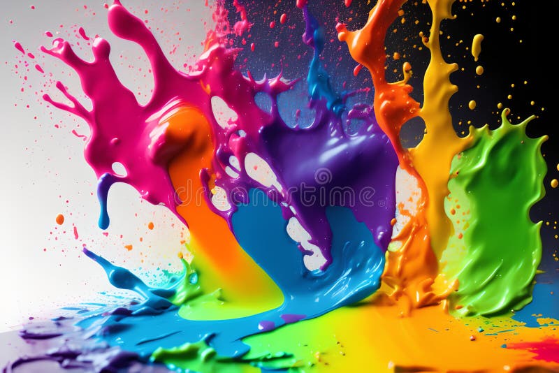 Exploding Liquid Paint Splashes, Generative AI Illustration Stock ...