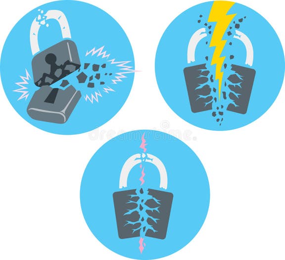 3 exploding locks stock vector. Illustration of bolt - 33071350