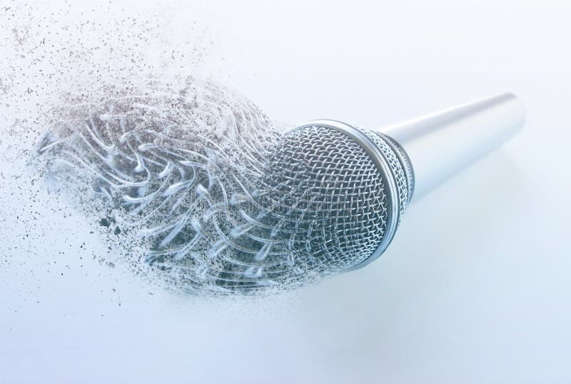 Exploding Microphone Bursting Disperse in Pieces Fragments Stock Photo ...