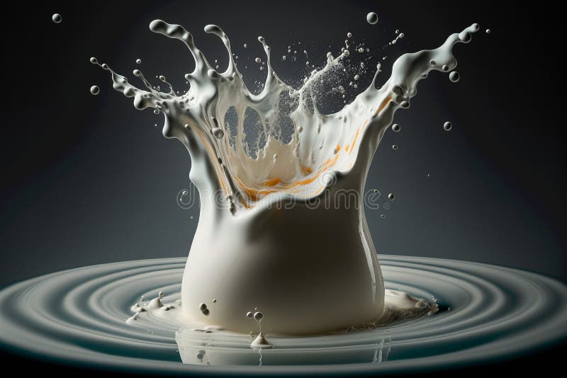 Exploding Milk Splash Against Black Background in Slow Motion. Milky ...