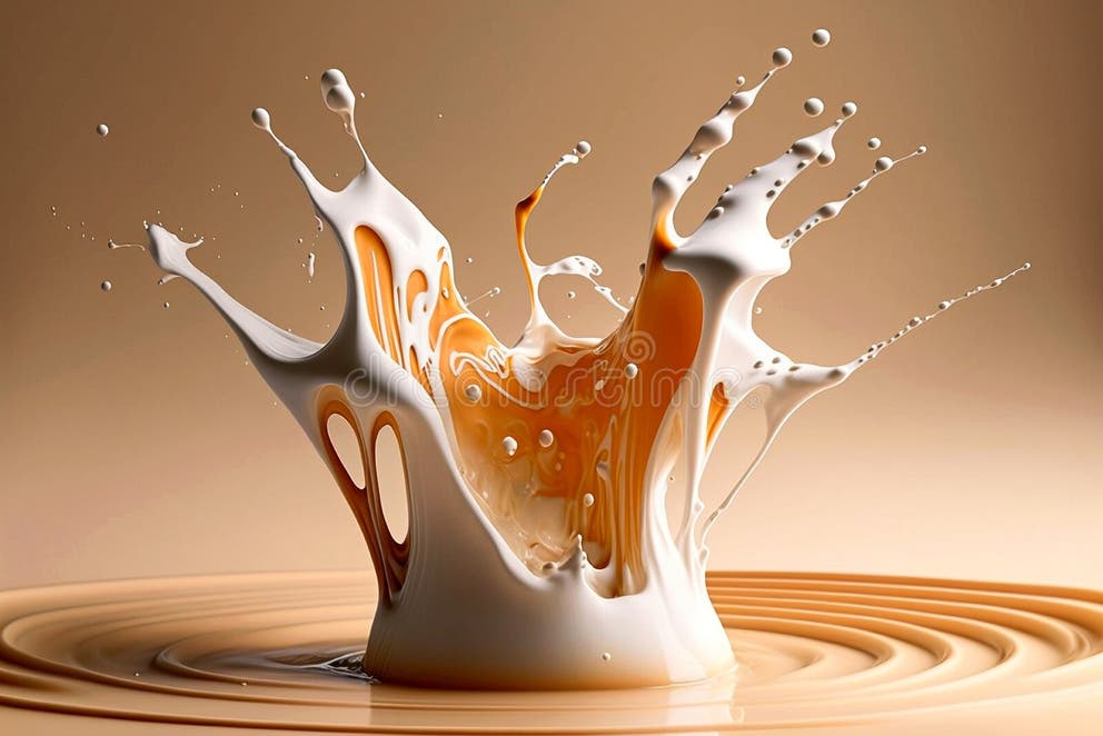 Exploding Milk Splash Against Solid Background in Slow Motion. Milky White Liquid Dripping ...