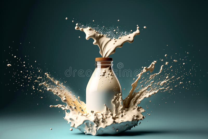 Exploding Milk Splash Against Solid Background in Slow Motion. Milky ...
