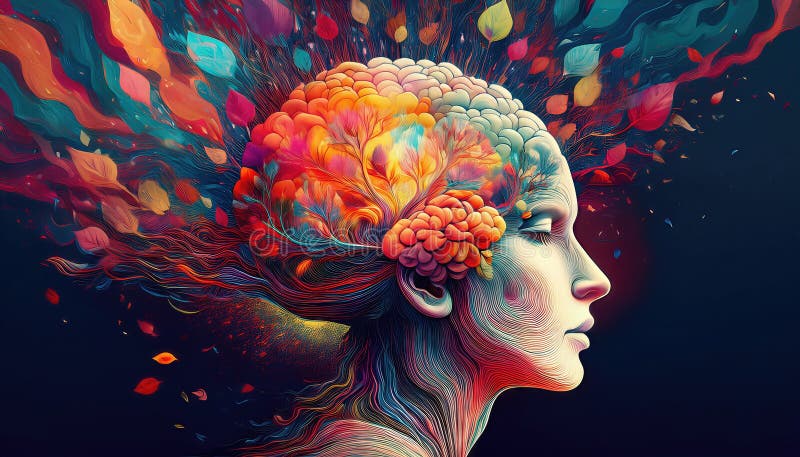 Exploding Mind a Dynamic Inner World Illustration of Collective ...