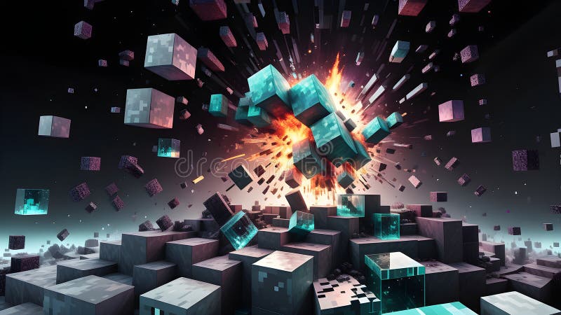 Exploding Minecraft Colorful Cubes. Minecraft Blocks. Minecraft ...