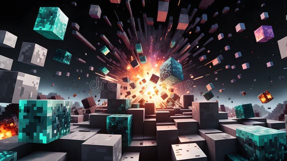 Exploding Minecraft Colorful Cubes. Minecraft Blocks. Minecraft ...