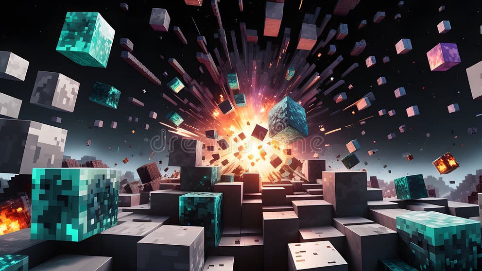 Exploding Minecraft Colorful Cubes. Minecraft Blocks. Minecraft ...