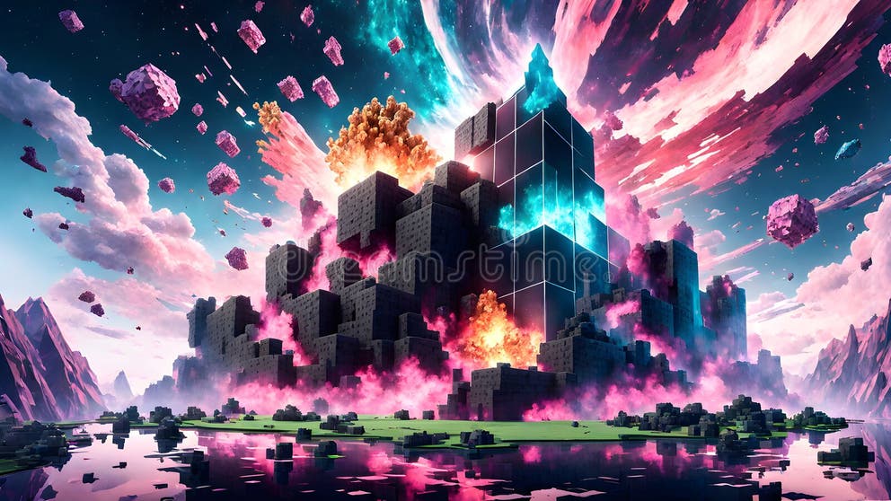 Exploding Minecraft Colorful Cubes. Minecraft Blocks. Minecraft ...