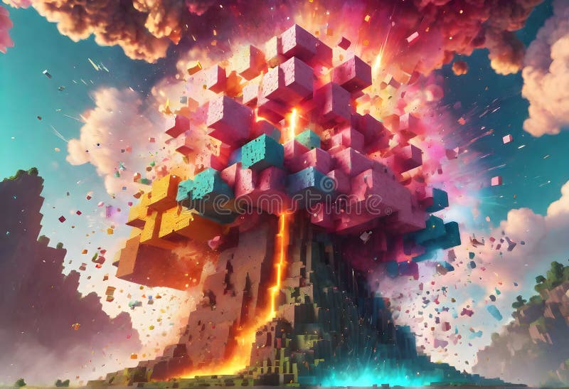 Exploding Minecraft Colorful Cubes Paint and Splashes. Minecraft ...