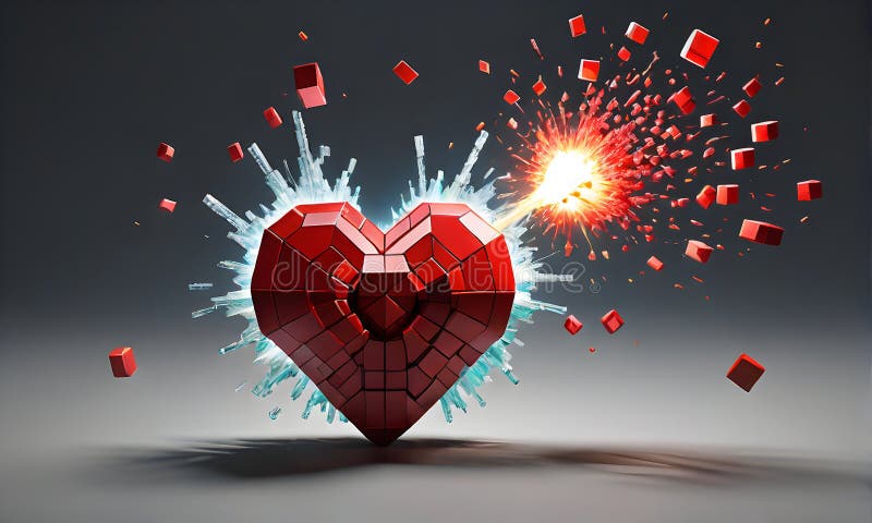 Exploding Minecraft Colorful Cubes Paint and Splashes. Heart Shape ...