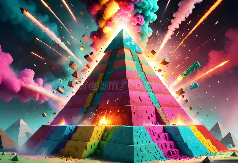 Exploding Minecraft Colorful Pyramid Paint and Splashes. Minecraft ...