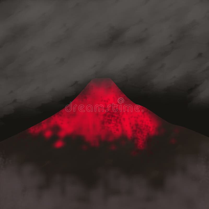 An Exploding Mountain in the Night Stock Illustration - Illustration of ...