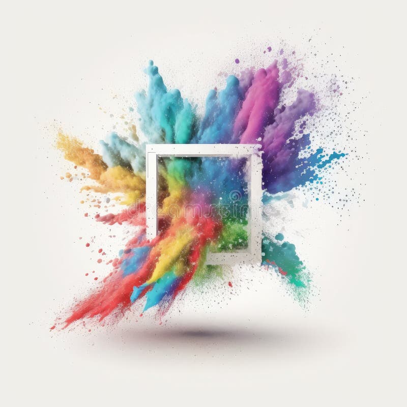 Exploding of Multicolor Powder Color in Square Shape with Background ...