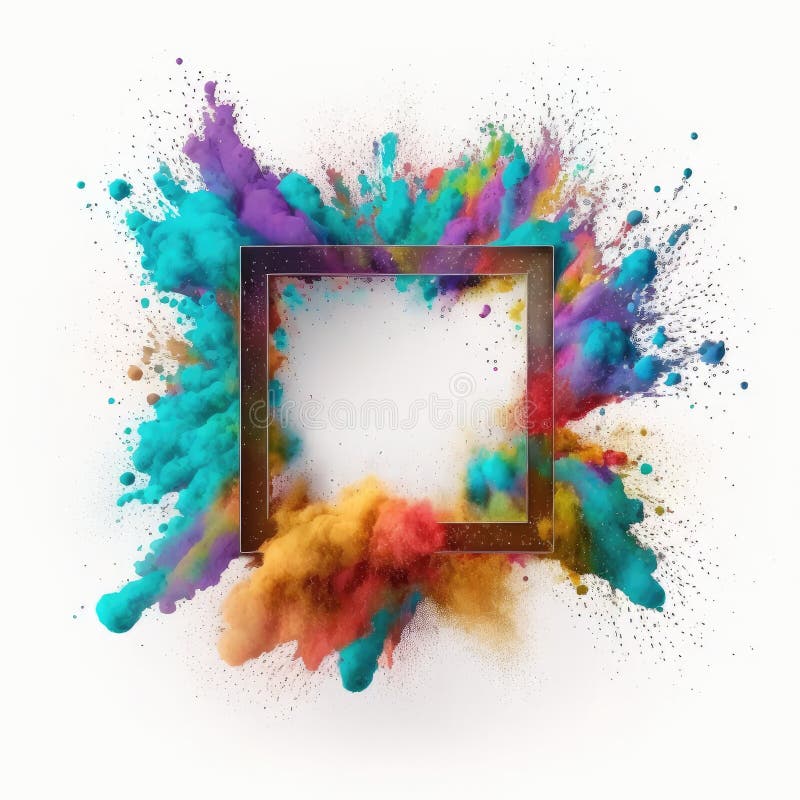 Exploding of Multicolor Powder Color in Square Shape with Background ...