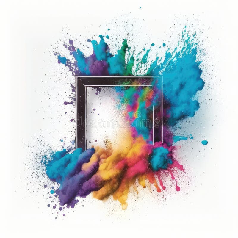 Exploding of Multicolor Powder Color in Square Shape with Background ...