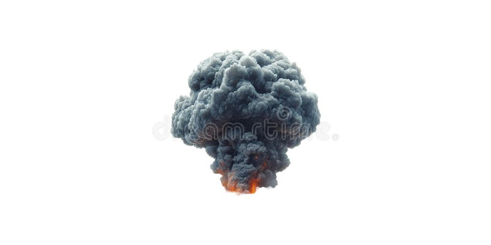 Exploding Mushroom Cloud with Smoke and Fire Isolated on Transparent ...