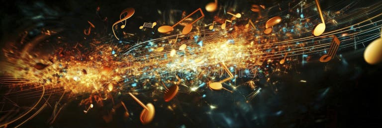 Exploding Musical Notes Traverse the Dark Canvas Stock Illustration ...