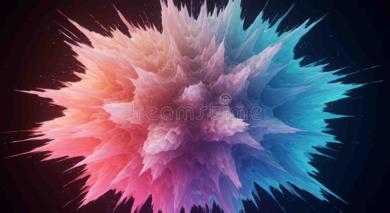 Exploding Nebula of Color: Abstract Digital Art with Sharp Spikes Stock ...