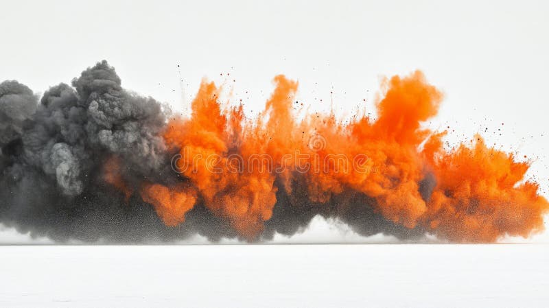 Exploding Orange and Gray Powder Cloud Burst Stock Illustration ...