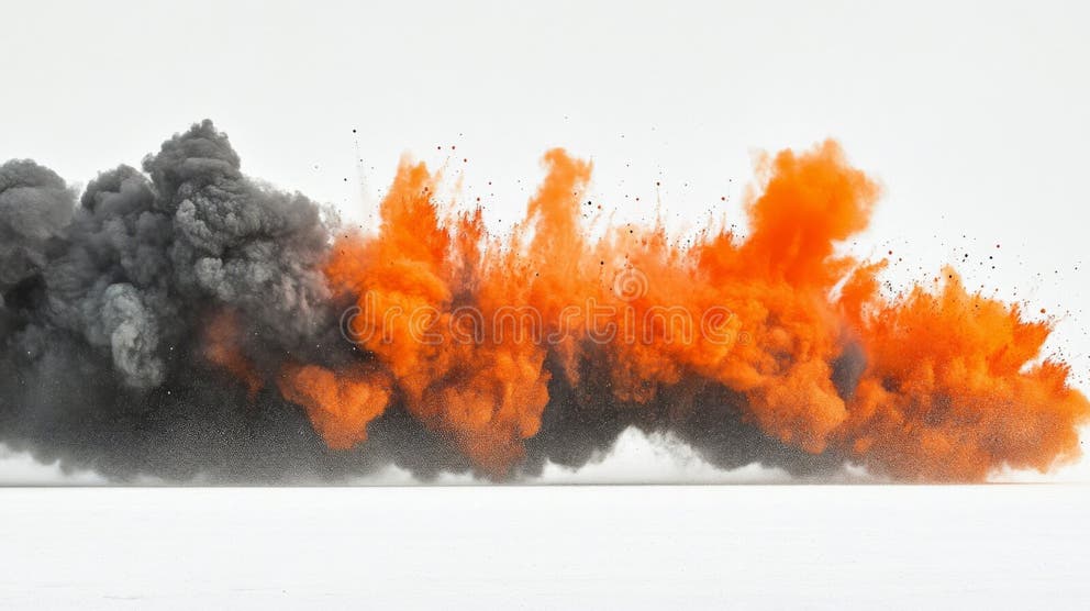 Exploding Orange and Gray Powder Cloud Burst Stock Illustration ...