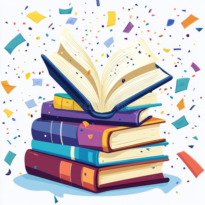 Exploding Pages of Colorful Book Stack Illustration Stock Photo - Image ...