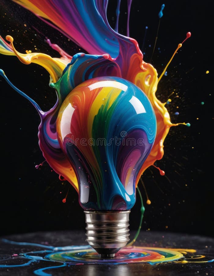 Exploding Paint Lightbulb Concept Stock Image - Image of paint ...