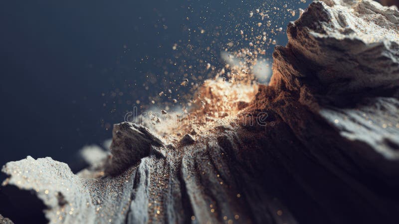 Exploding Particles Over a Rocky Surface Stock Illustration ...