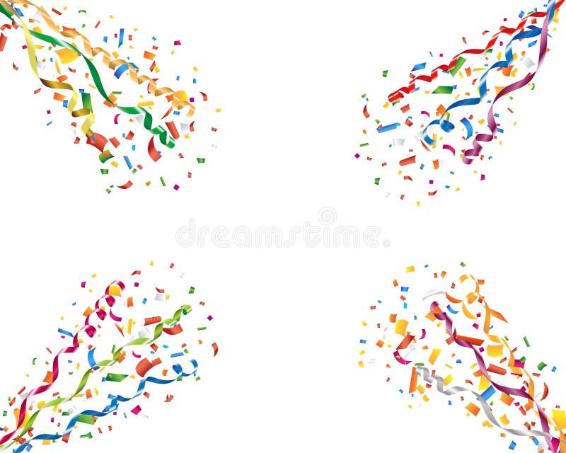 Exploding Party Confetti and Streamers Stock Vector - Illustration of ...