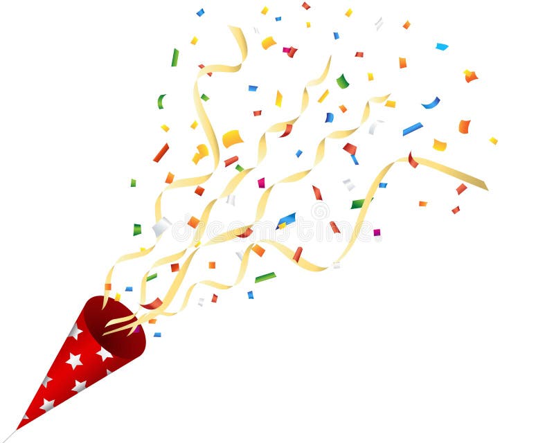 Exploding Party Cracker with Confetti and Streamer on White Background ...