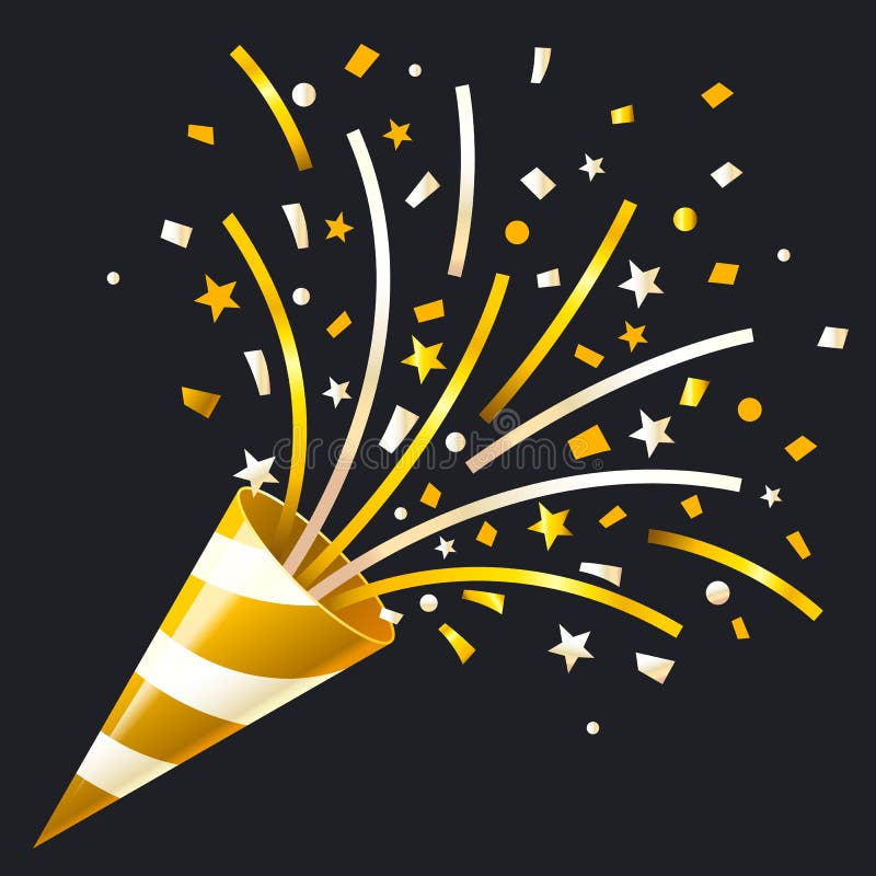 Exploding Party Gold Popper on White Background Stock Vector ...