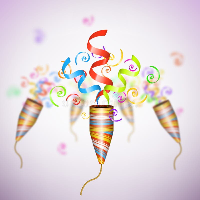 Exploding Party Popper on Blurred Background. Stock Vector ...