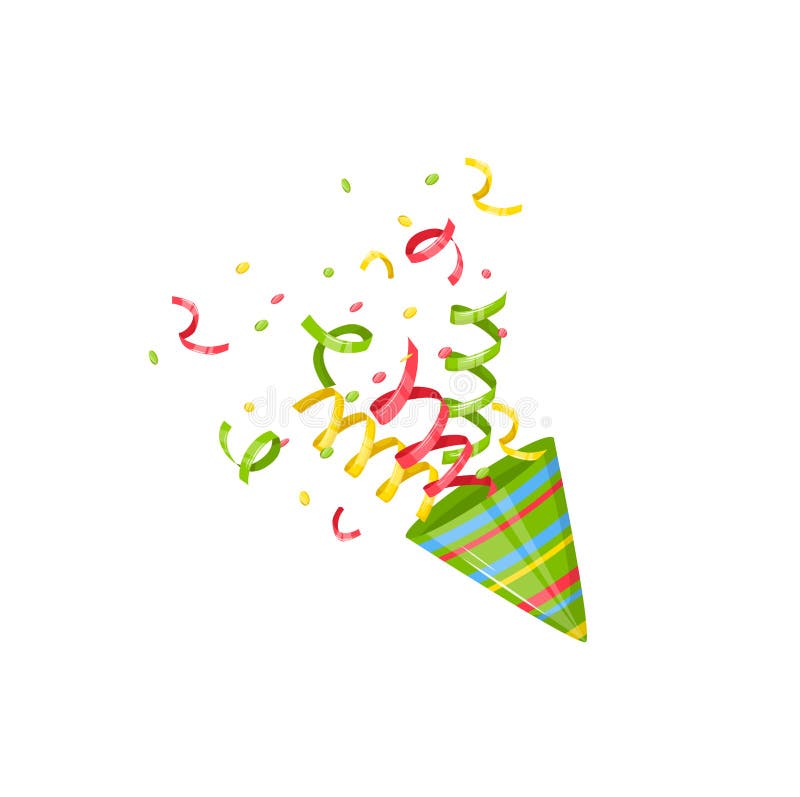 Exploding Party Popper with Confetti Explosion Vector Stock Vector ...