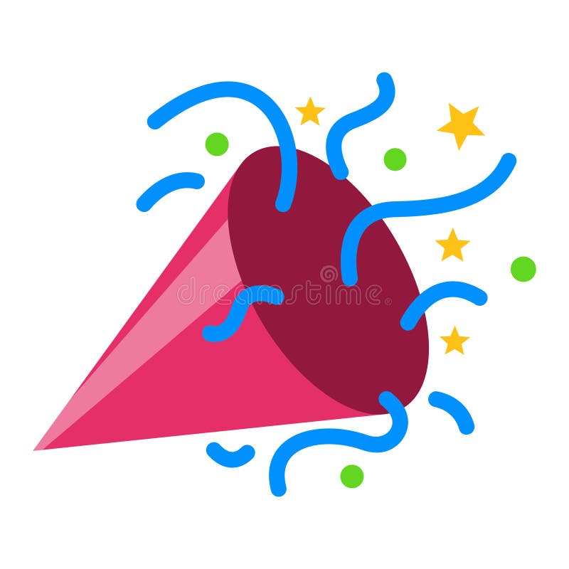 Exploding Party Popper with Ribbons, Confetti and Serpentine. Holiday ...