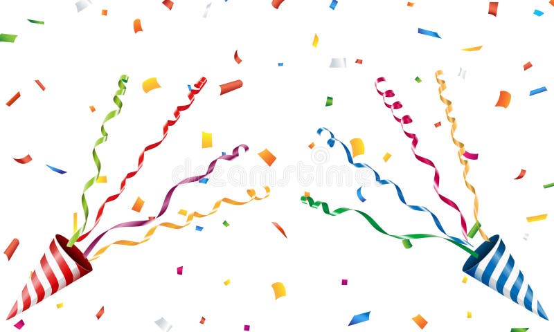 Exploding Party Cracker with Confetti and Streamer on White Background ...
