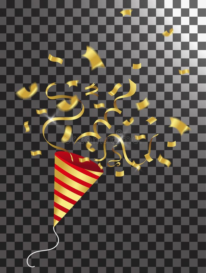 Exploding Party Popper with Ribbons, Confetti and Serpentine. Holiday ...