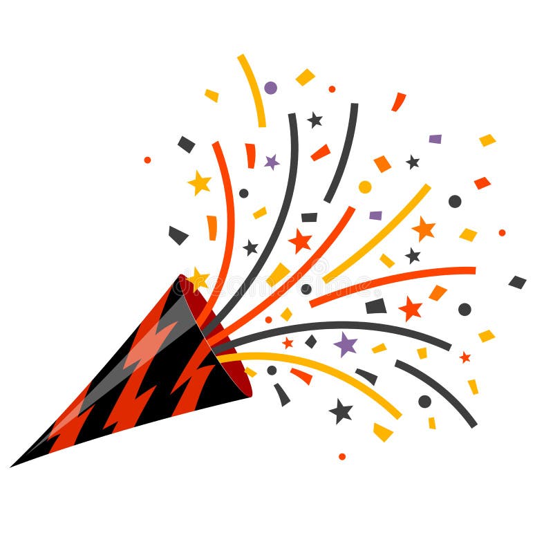 Exploding Party Popper on White Background Stock Vector - Illustration ...