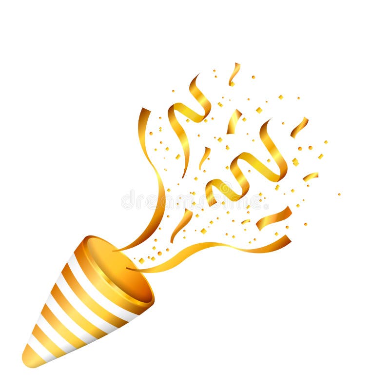Exploding Party Poppers with Confetti. Vector Illustration Stock Vector ...