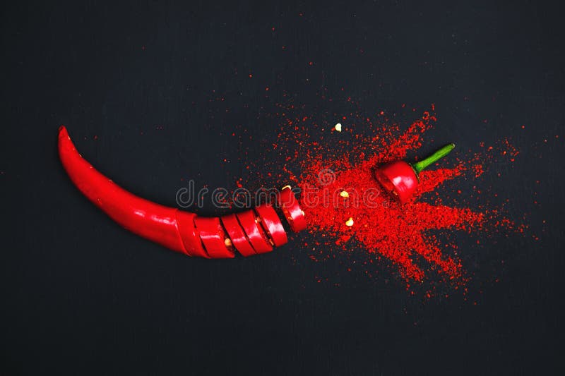 Exploding Pepper. Chili Pepper Turns into Powder Stock Image - Image of ...